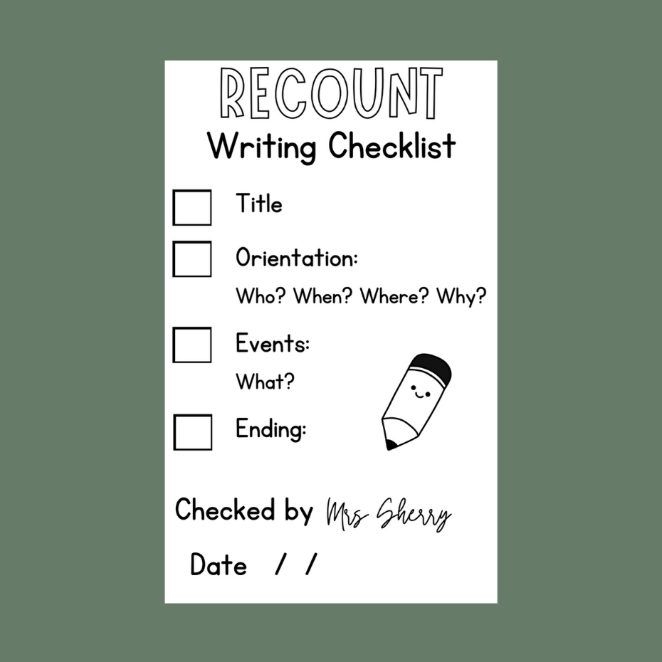 Custom Recount Writing Checklist Stamp – Luxe Learning Hub
